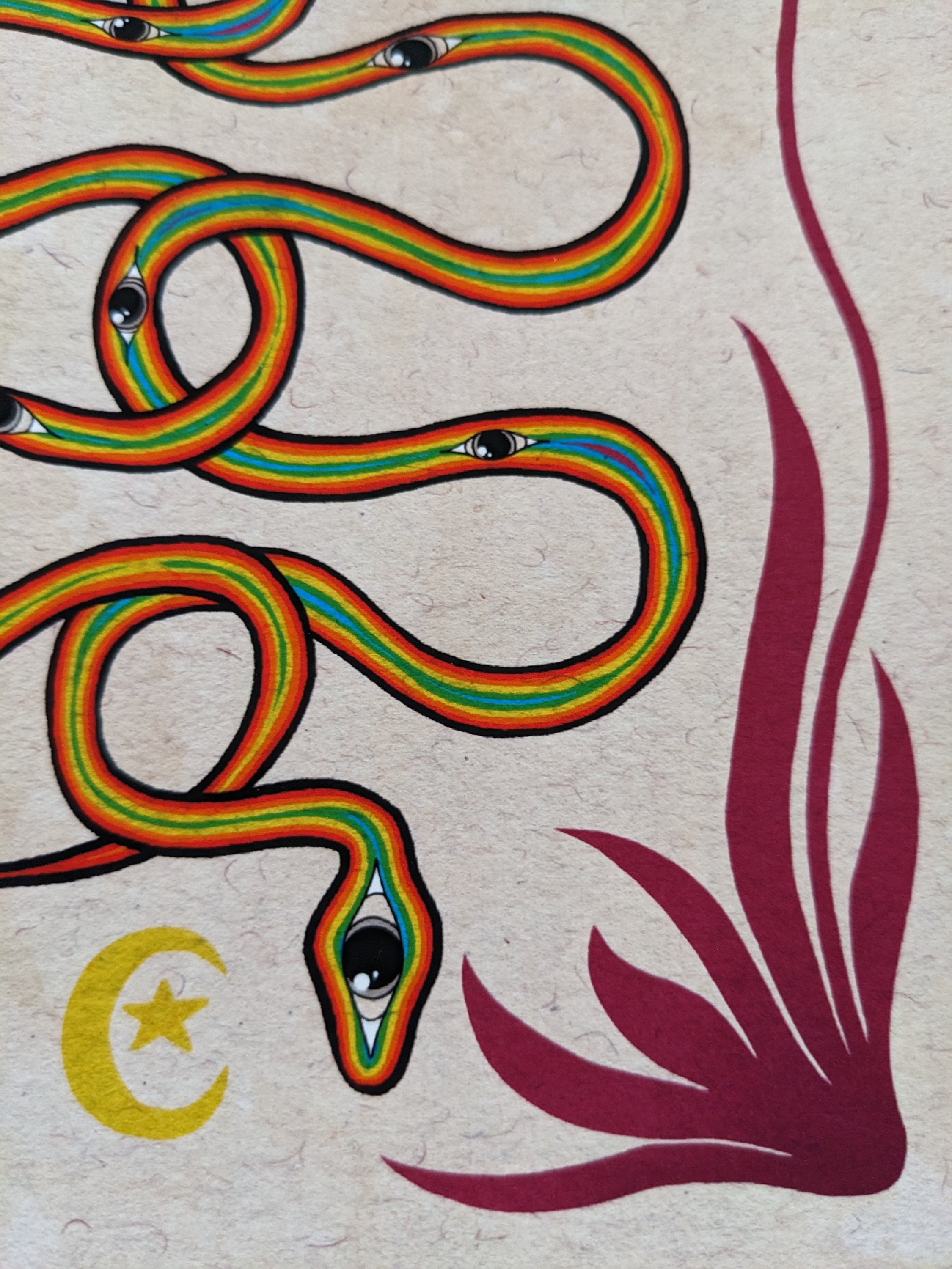 8x10 Rainbow Snake Art Print With Flowers - Etsy