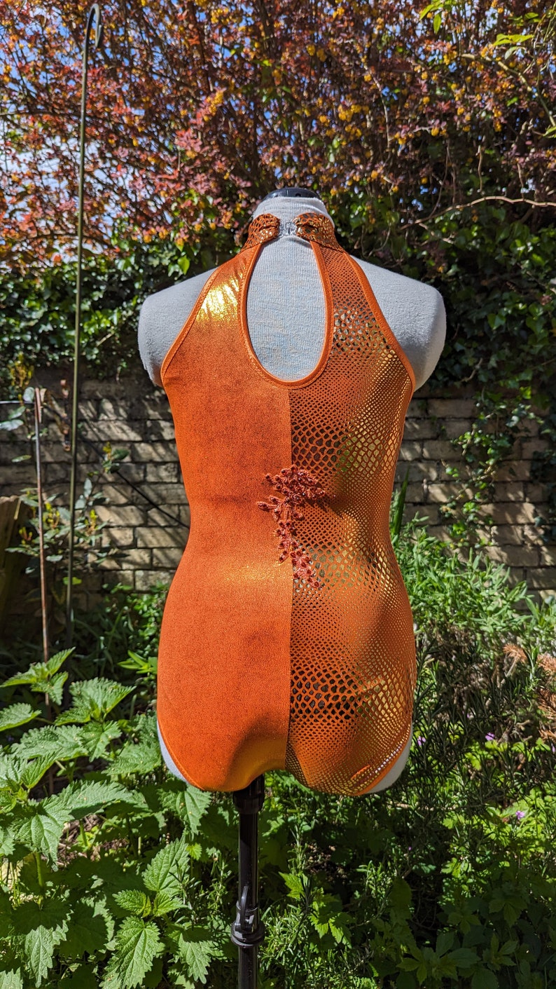 Orange Stripe Circus Performer Costume Rainbow High Neck Leotard Dance ...