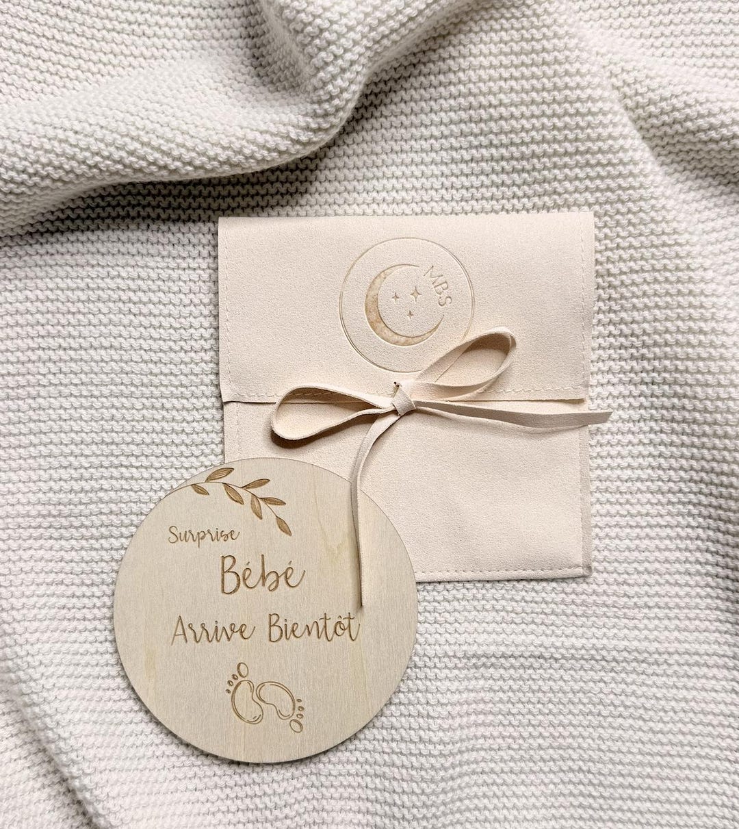 Wooden Card Announcing Pregnancy "surprise Baby Coming Soon" With Its ...