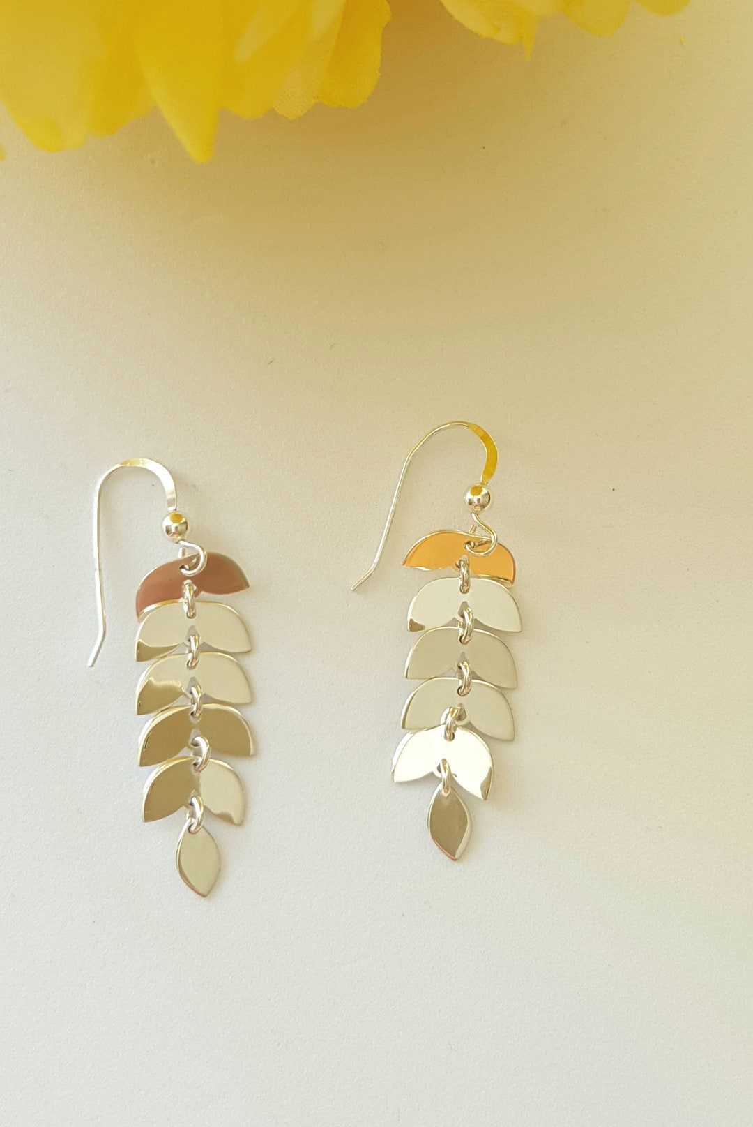 Sterling Silver Dropper Leaf Design Earrings 3.5cm Drop - Etsy