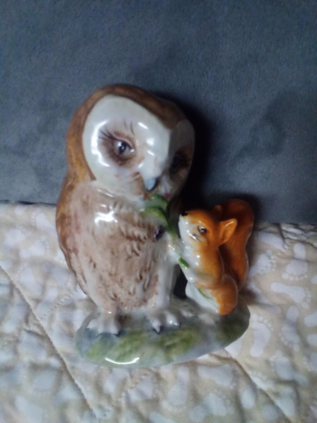 Vintage 1963 Beatrix Potter Old Mr Brown Owl and Squirrel Porcelain ...