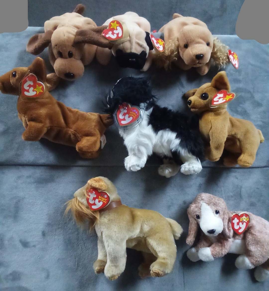 Vintage Ty Plush Dog Lot. 10 Dogs Total. All Have Their Tags. Free ...