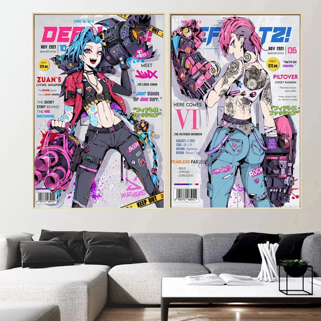 Arcane Drama Jinx / Vi Fashion Magazine Poster Digital Canvas Printing ...