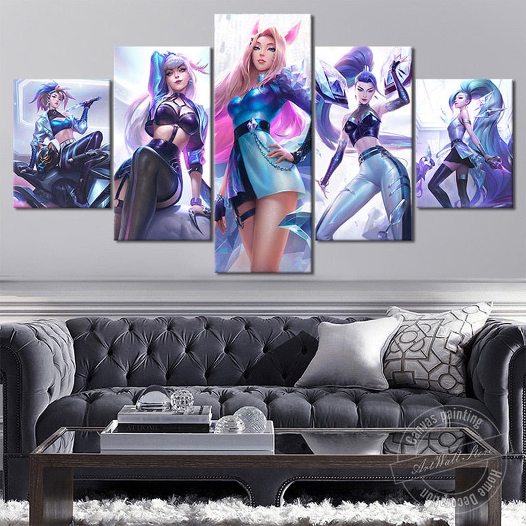 K Da All Out Ahri Akali Evelynn Seraphine Kaisa Poster Digital Canvas