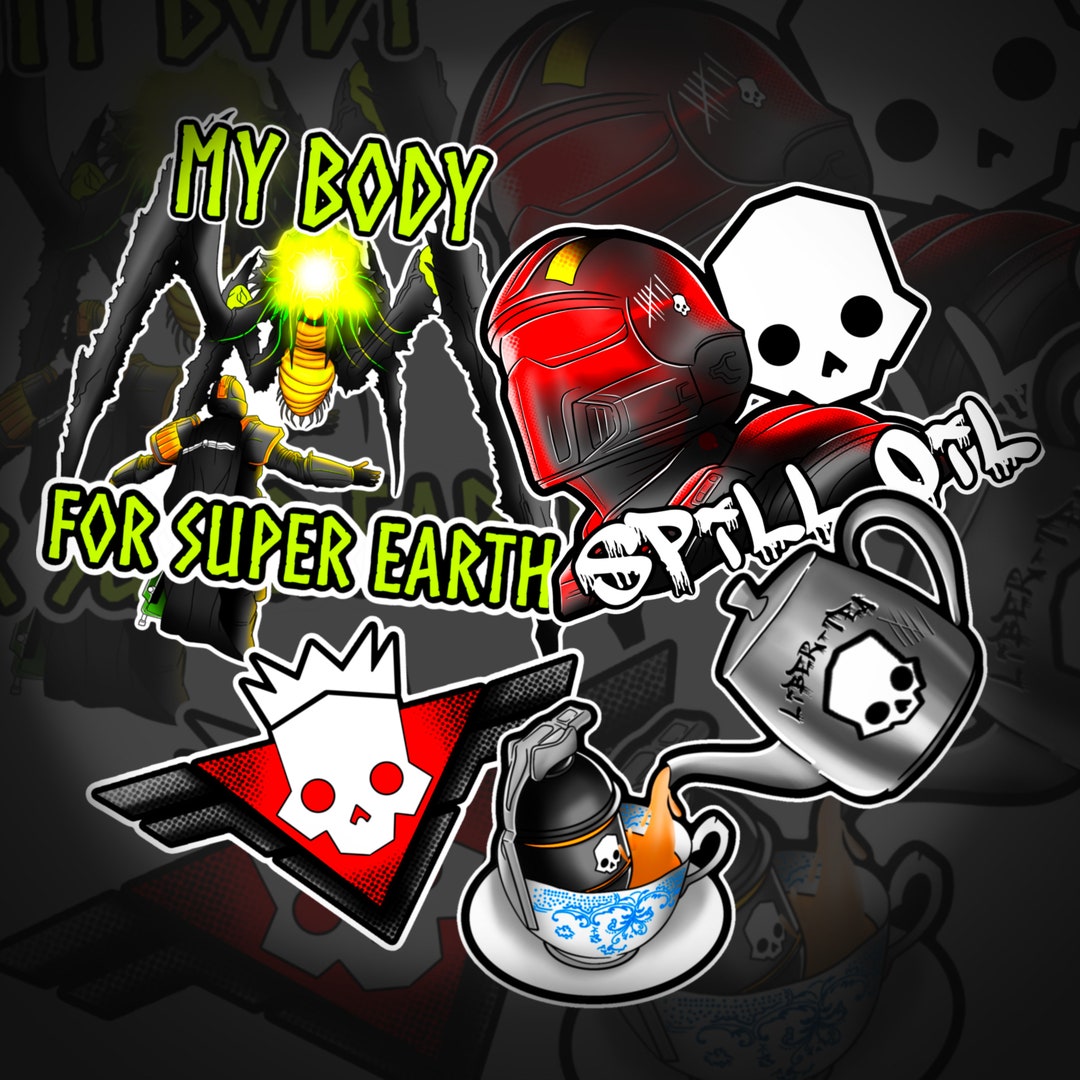Helldivers 2 Game Sticker Pack | Bile Titan 4 Pack | Removable Vinyl ...