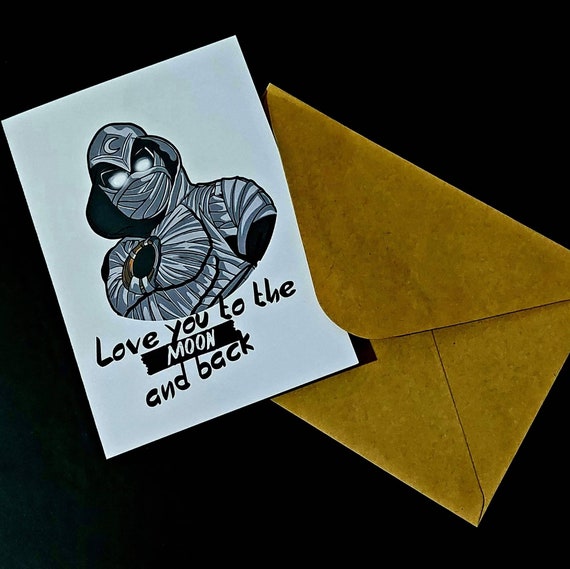Love You to the Moon & Back Moon Knight Greeting Card | Etsy