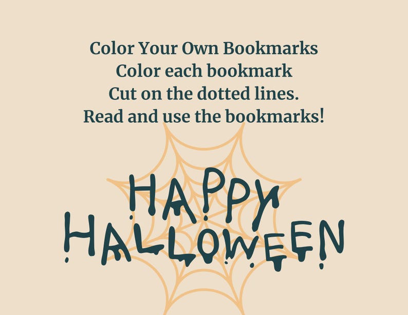 Halloween Bookmarks for Kids | Printable Coloring Page (instant ...