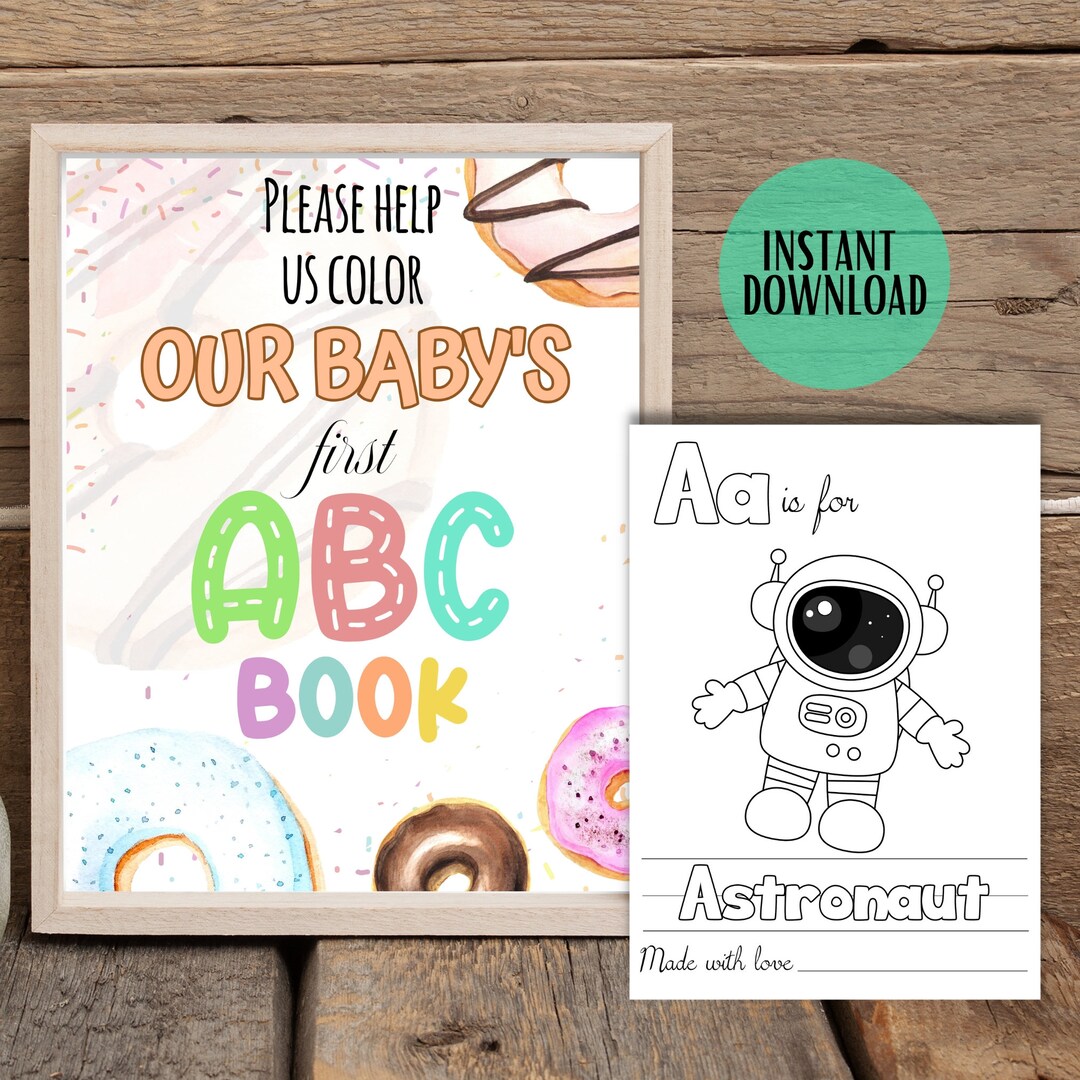ABC Baby First Book DONUT Baby Shower Gamedonut Baby Shower Abc ...