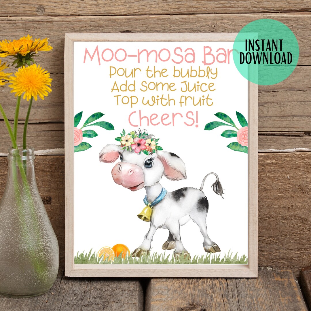 Moo-mosa Pink Table Signfarm Birthday Pink Signfarm Animals Girl Table ...