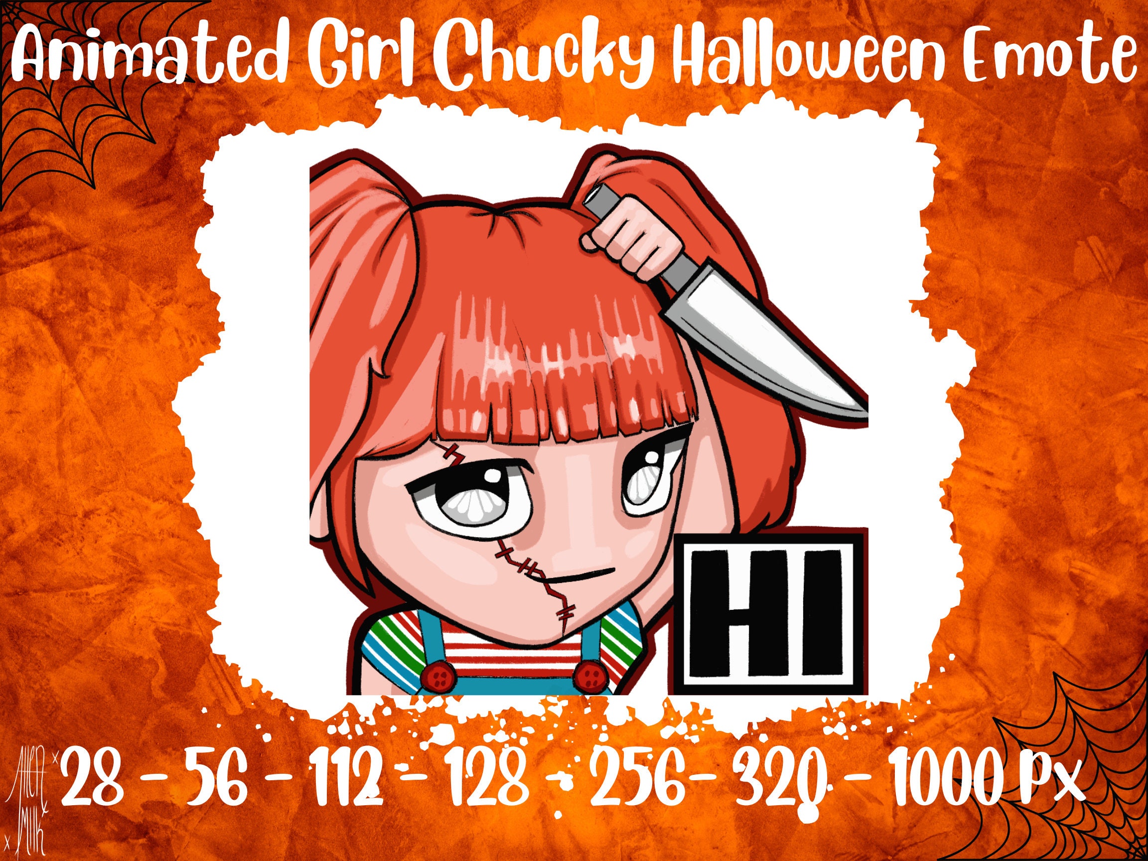 ANIMATED STATIC EMOTE Girl Chucky Hi Emote Halloween Emote Twitch Emote ...