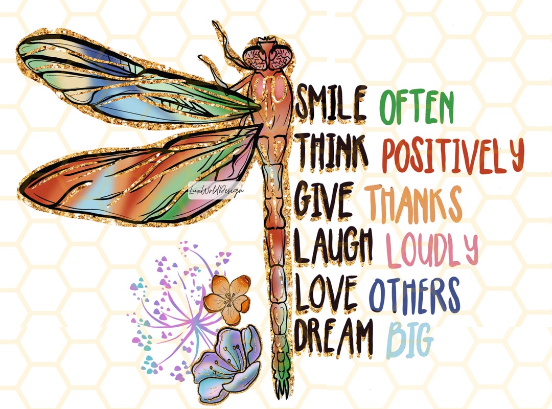 Smile Often Think Positively PNG | Motivational Png | Dragonfly Png ...