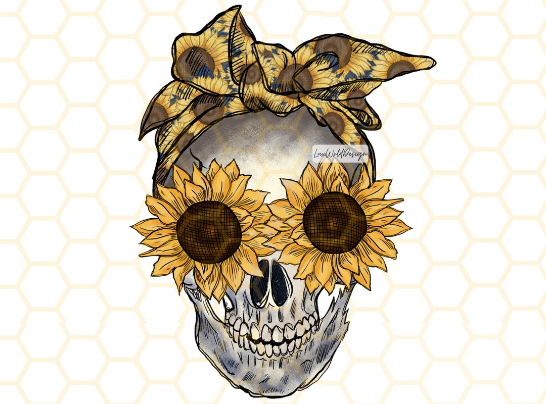 Skull With Sunflowers PNG | Skeleton Png | Sunflower Png | Sublimation ...