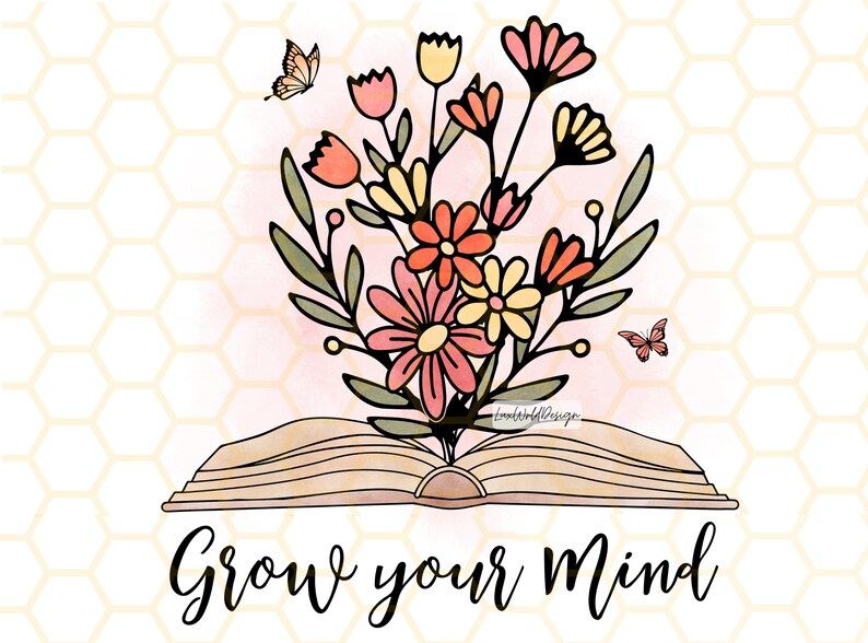 Grow Your Mind PNG Book Lover Png Reading Png Book - Etsy