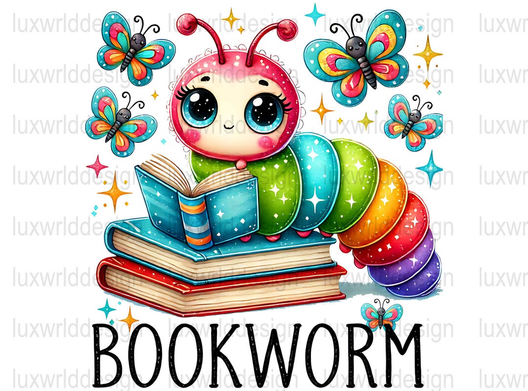 Bookworm PNG | Reading Png | Book Lover Png | Sublimation Design ...