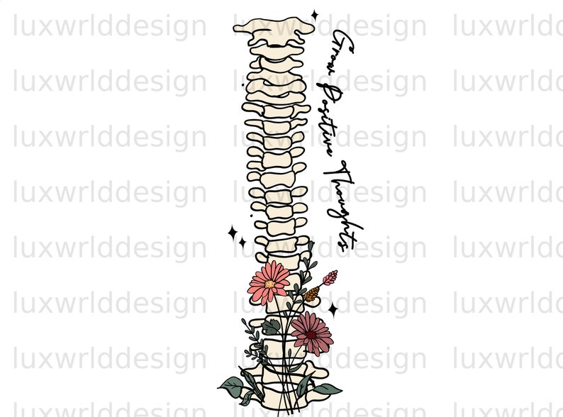 Flower Spine PNG: Positive Thoughts Sublimation Design (digital ...
