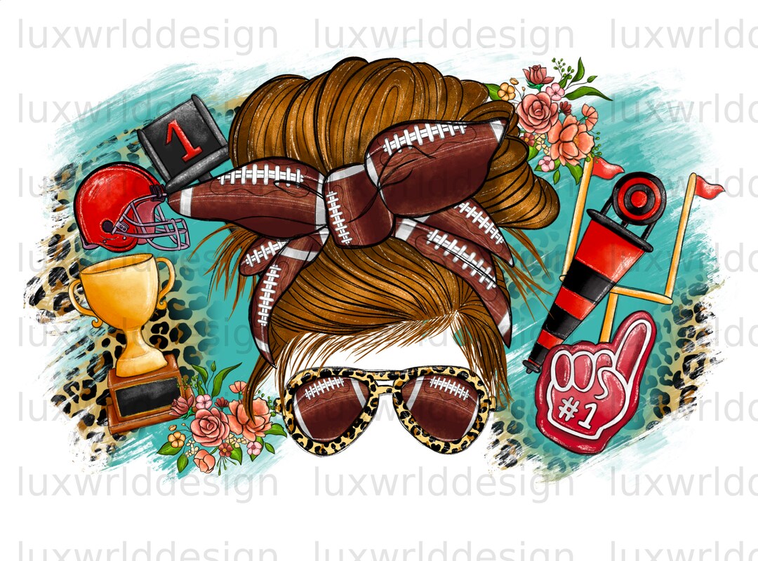 Football Messy Bun PNG Football Png Football Game Football Sublimation ...