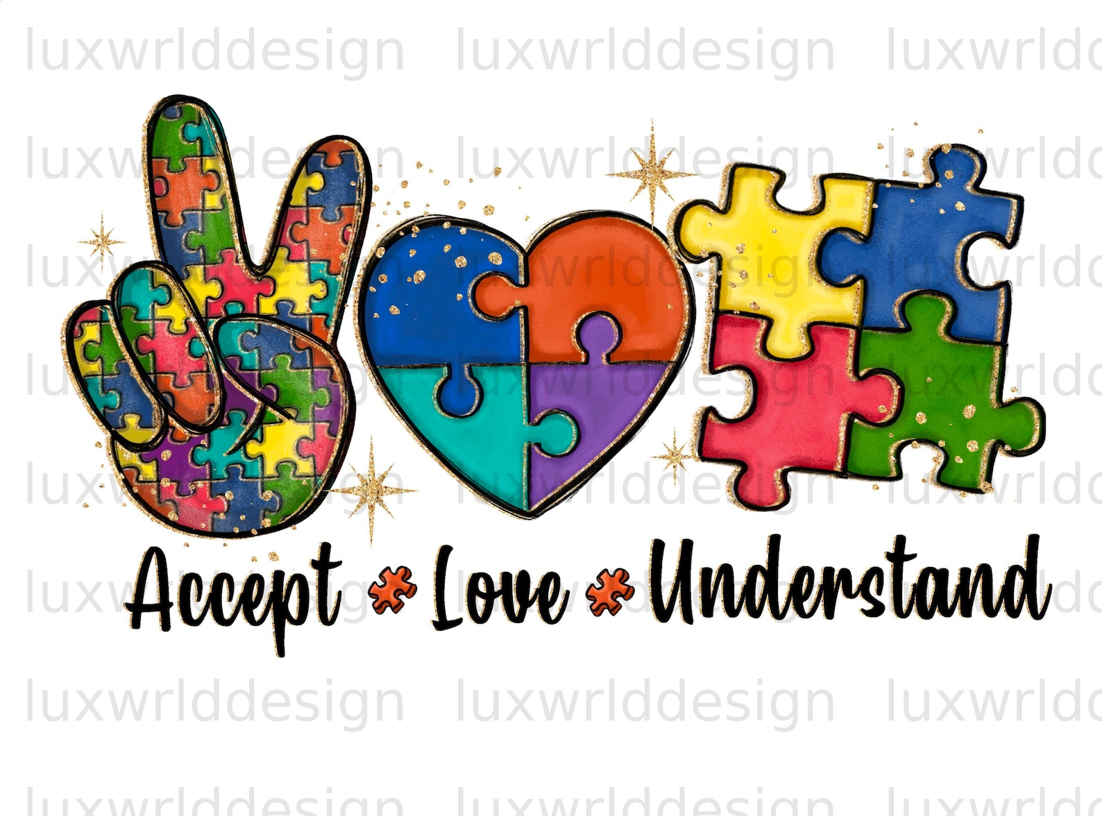 Accept Love Understand PNG Autism Png Autism Awareness Png - Etsy