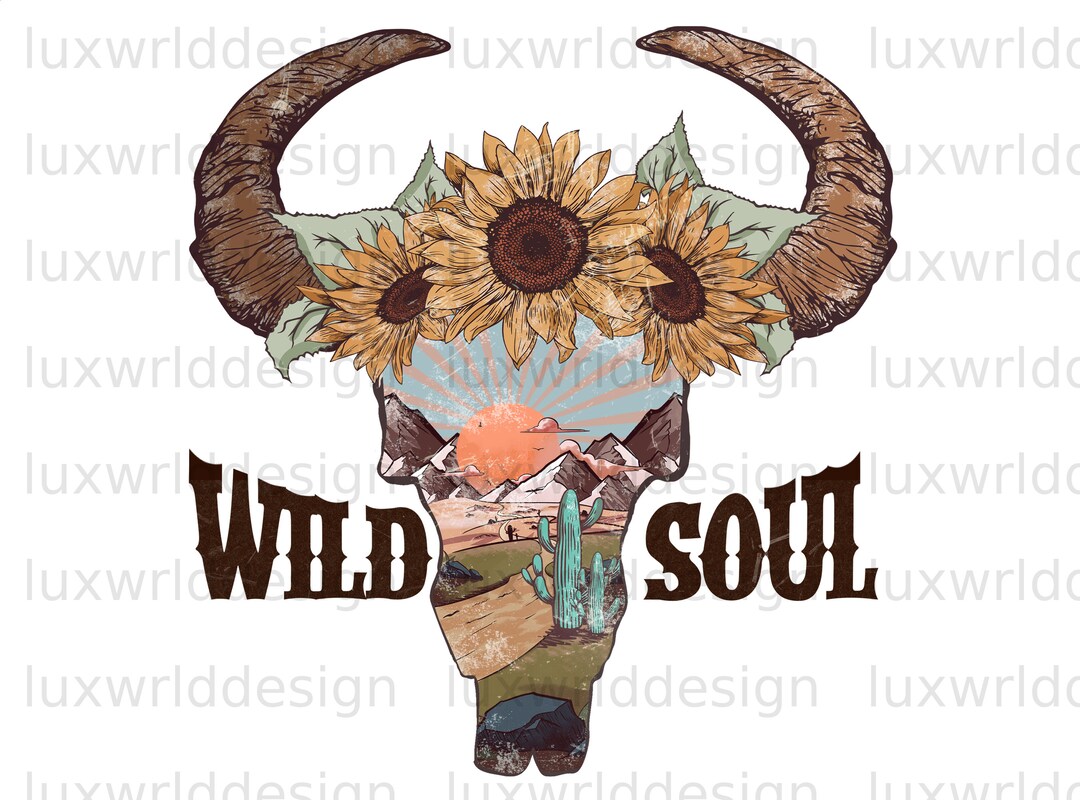 Wild Soul Bull Skull PNG | Western Png | Western Design | Sublimation ...