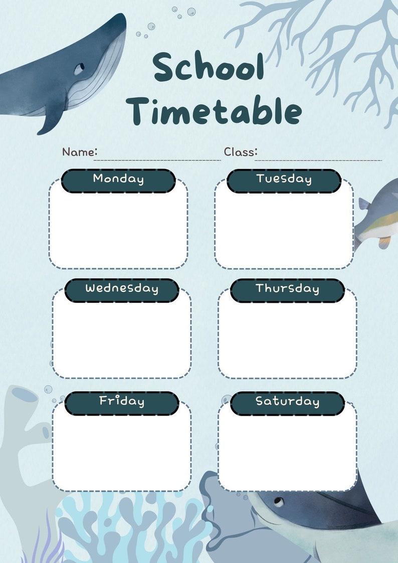 Time Table Template | Time Table | Weekly Calendar - Etsy