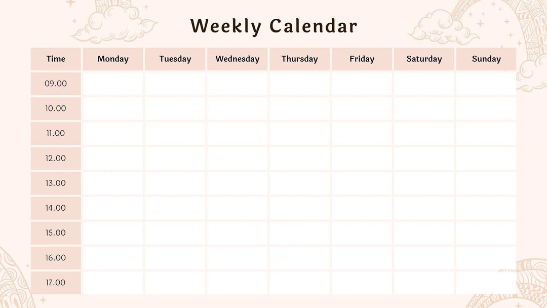 Time Table Template | Time Table | Weekly Calendar - Etsy