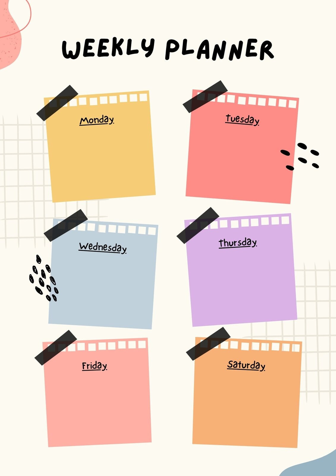 Time Table Template | Time Table | Weekly Calendar - Etsy