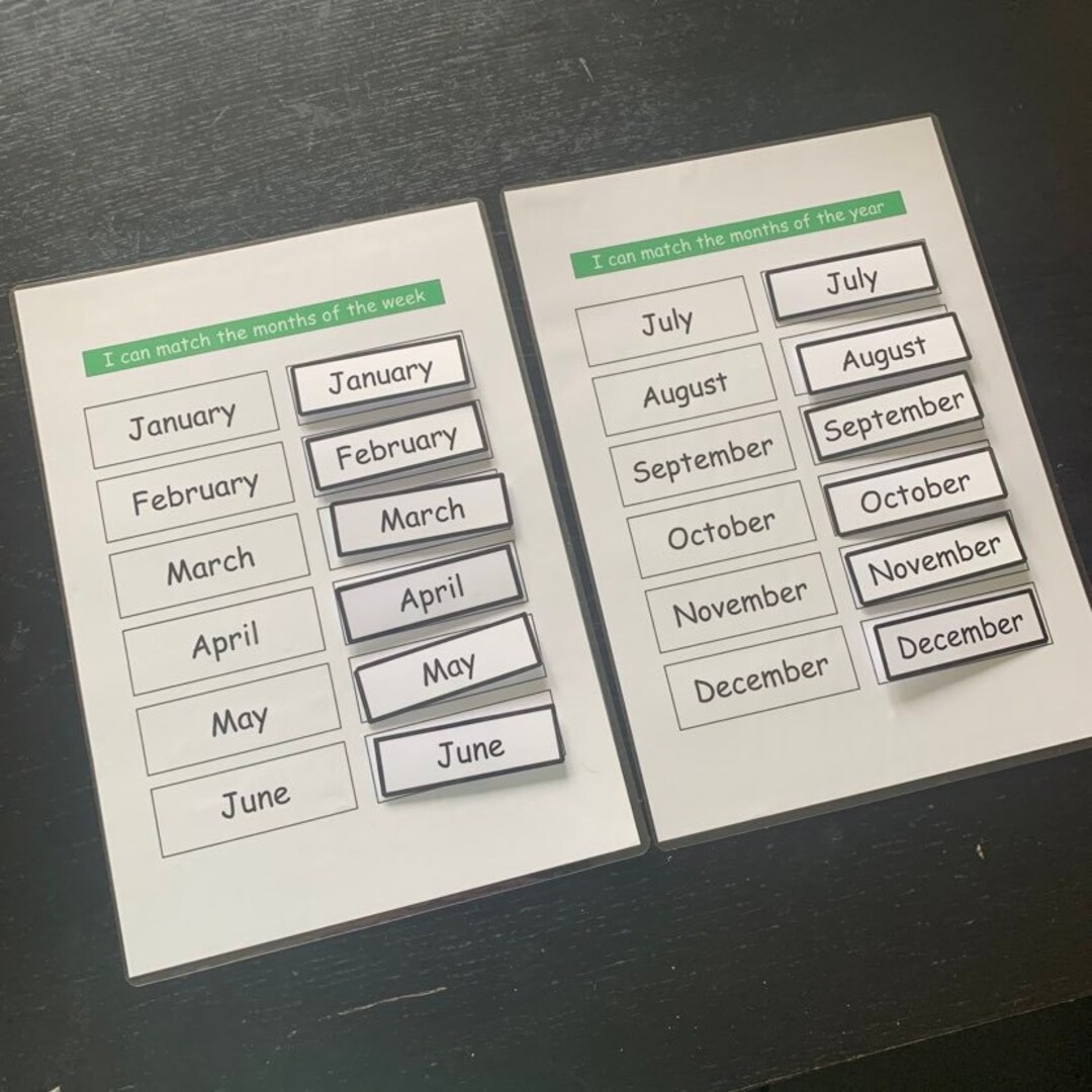 I Can Match the Months of the Year - Learning Activities Hook Loop Busy ...