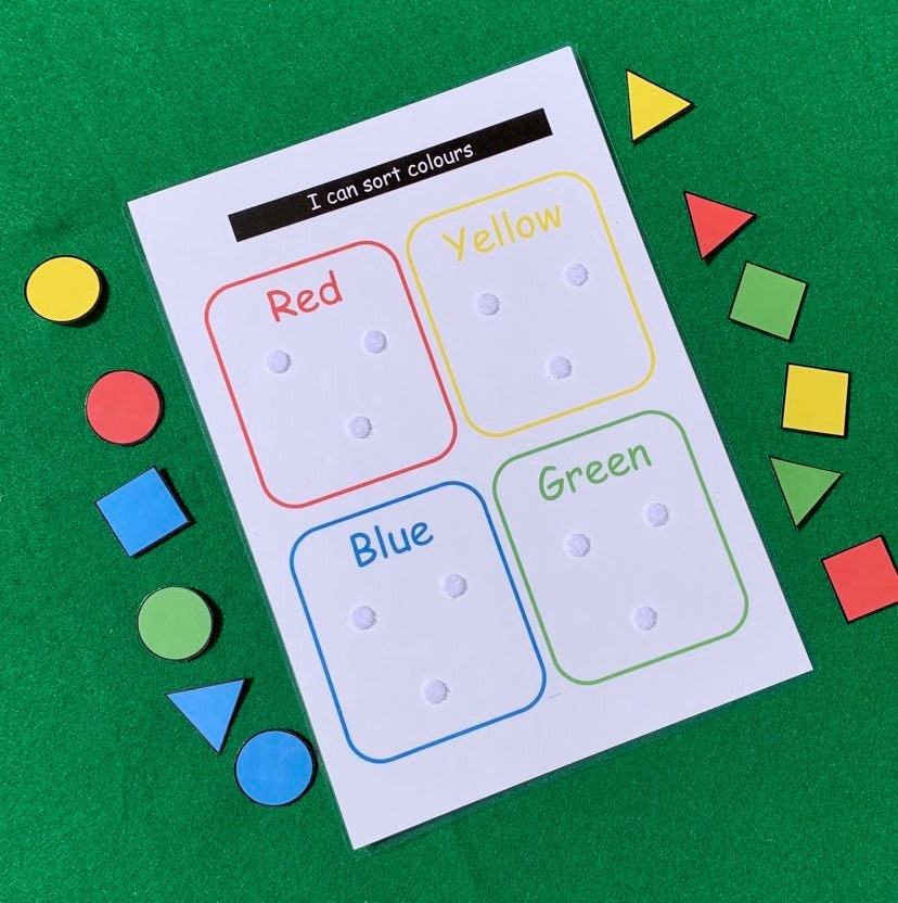 I Can Sort Colours - Learning Activities Hook and Loop Busy Book Child ...