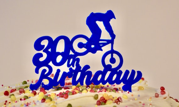 Mountain Bike Birthday Cake Topper Cyclist MTB ANY Age - Etsy