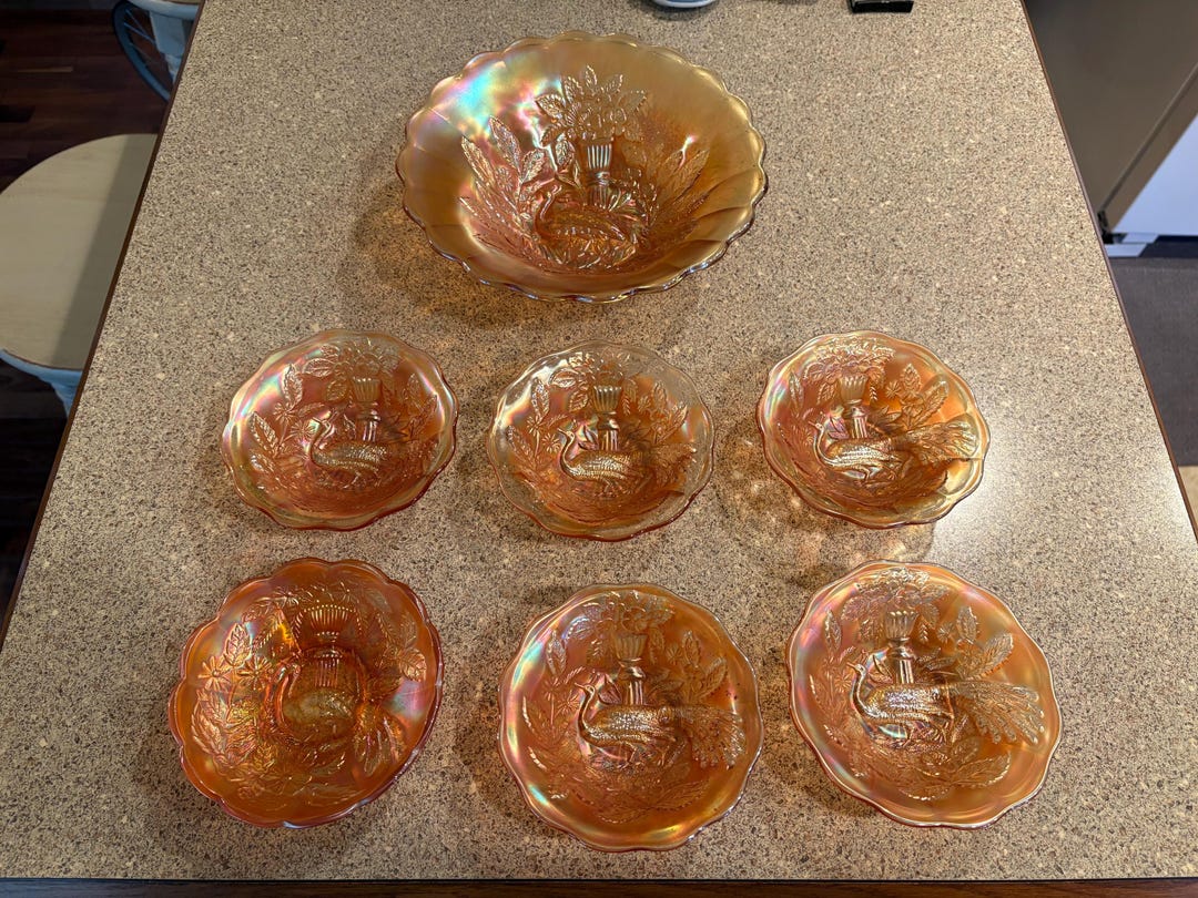 Marigold 7 Piece Peacock at the Urn Ice Cream Set - Etsy