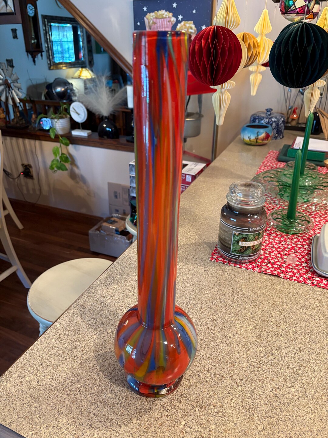 Colorful Czech End of Day Art Glass Vase - Etsy