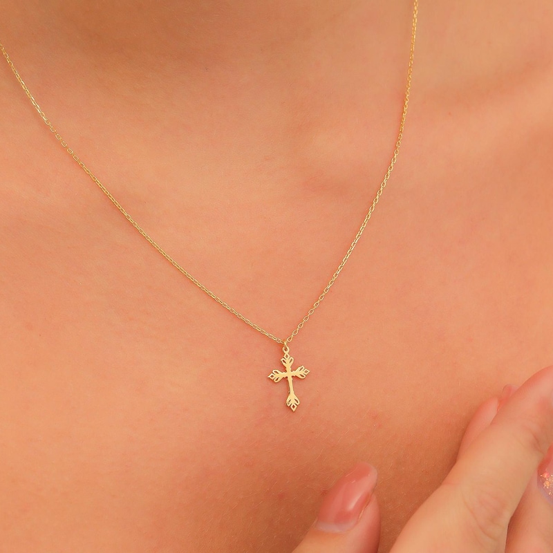 Small Gold Cross Necklace - Etsy