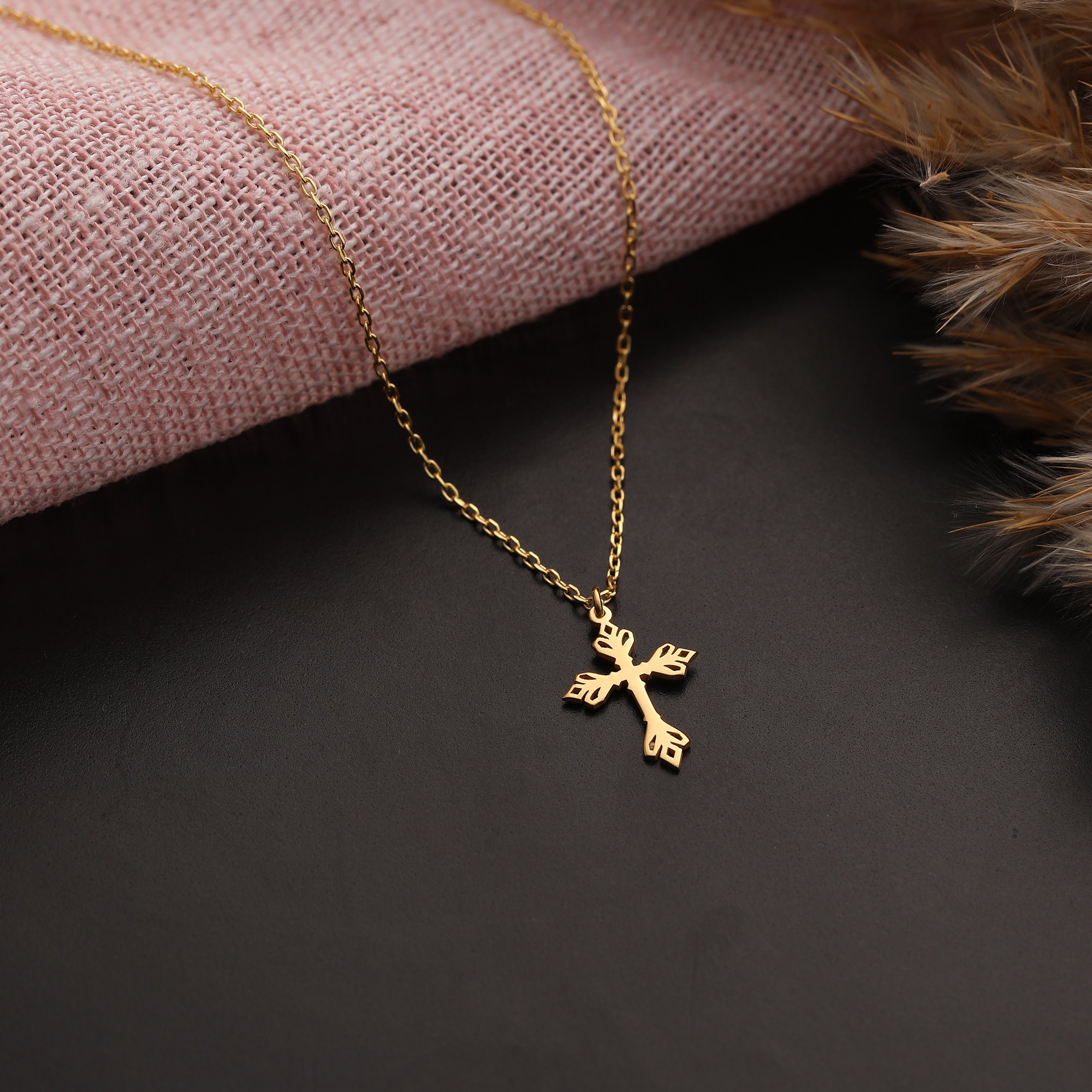 14K Solid Gold Cross Necklace Cross Necklace for Women - Etsy