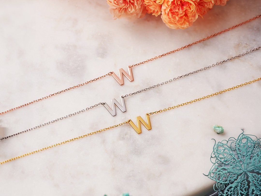 Solid Gold Initial Necklace for Women, Handmade Jewelry for Teenage ...