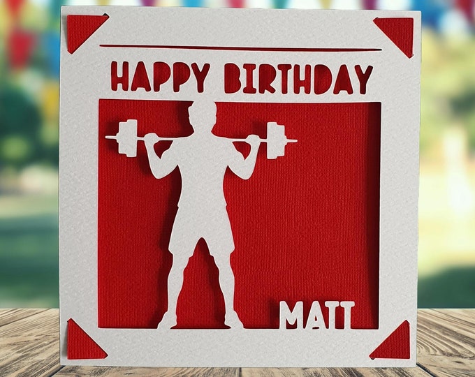 Gym Birthday Card for Him Customised Gym Card for Weightlifters Any Age ...