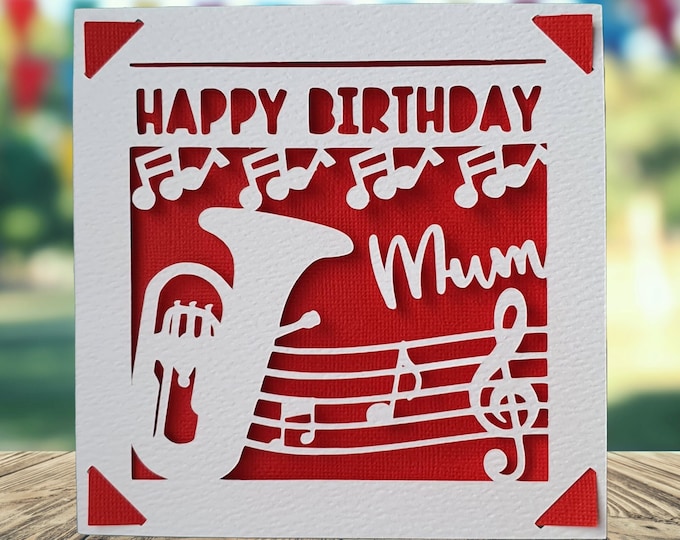 Personalised Tuba Birthday Card - Brass Band, Orchestra, Music, Paper ...