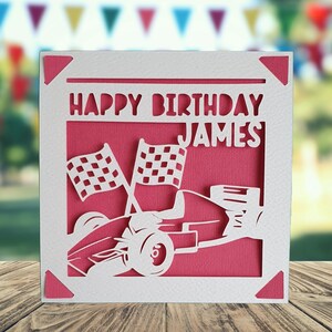 Formula One Happy Birthday Personalised Papercut Card, Formula 1 ...