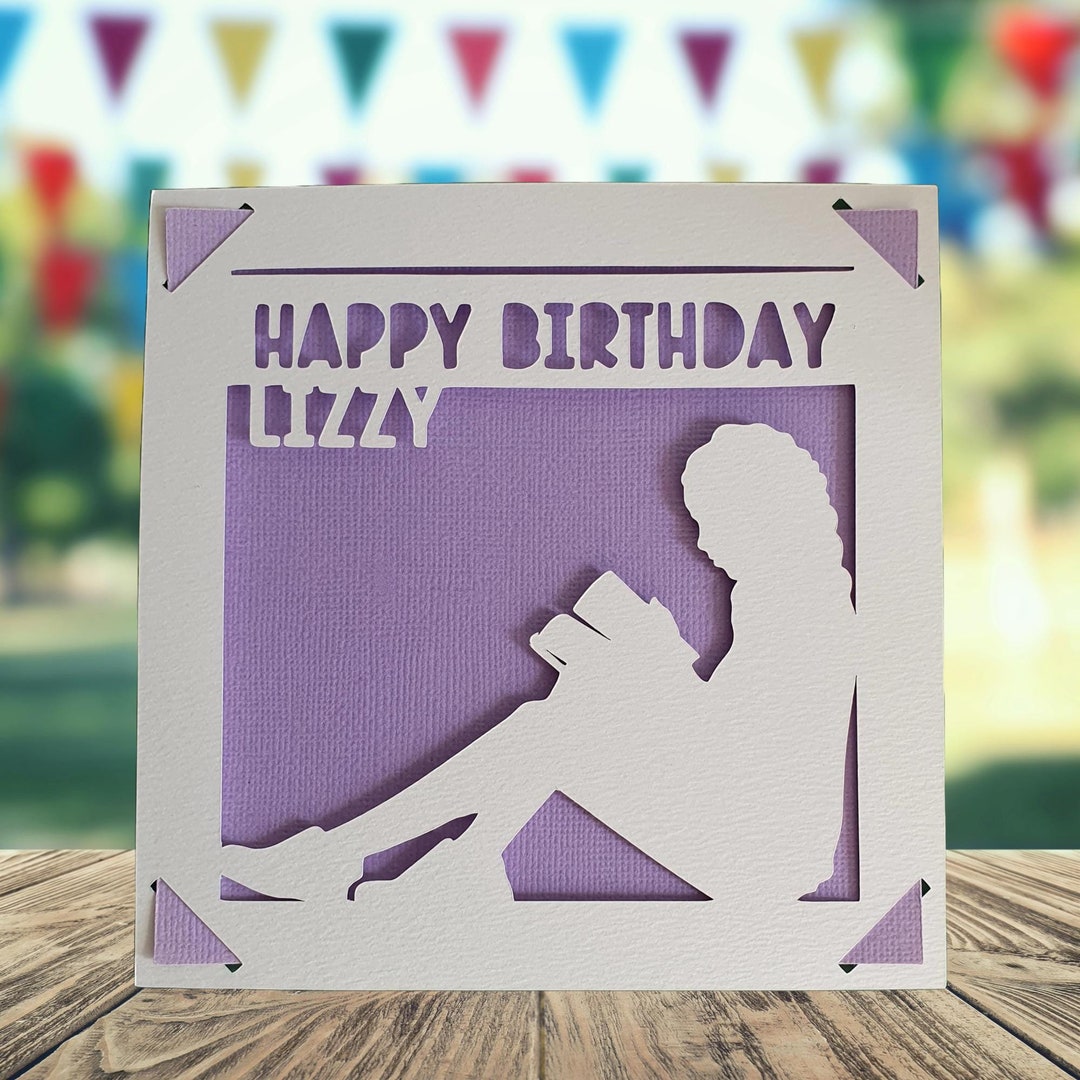 Bookworm Happy Birthday Personalised Papercut Card, Happy Birthday Card ...