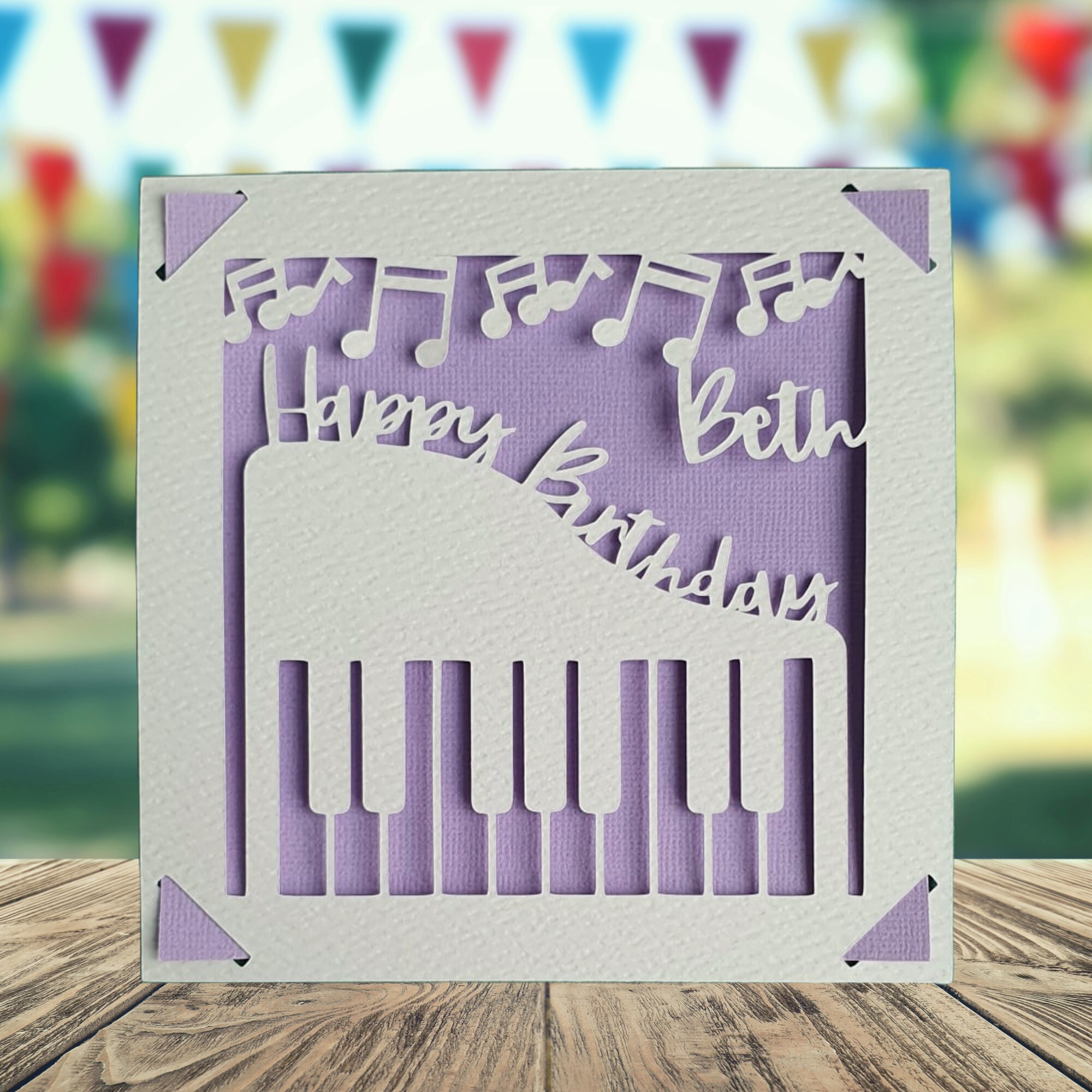 Piano Happy Birthday Personalised Papercut Card, Birthday Card for ...