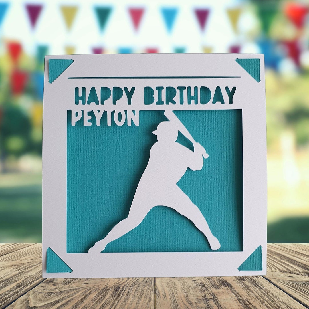 Baseball Happy Birthday Personalised Papercut Card, Happy Birthday Card ...