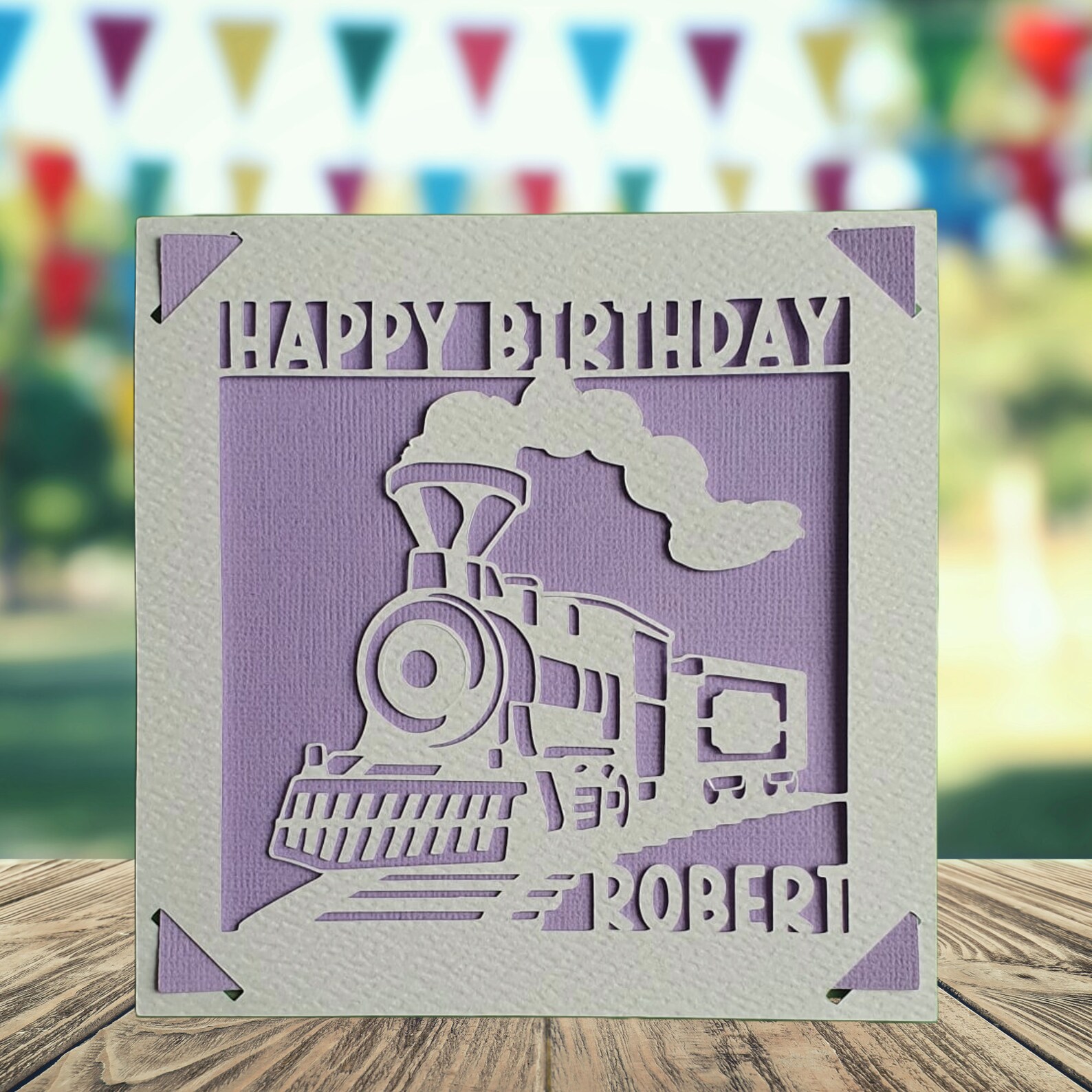 Steam Train Birthday Card, Happy Birthday Personalised Papercut Card ...