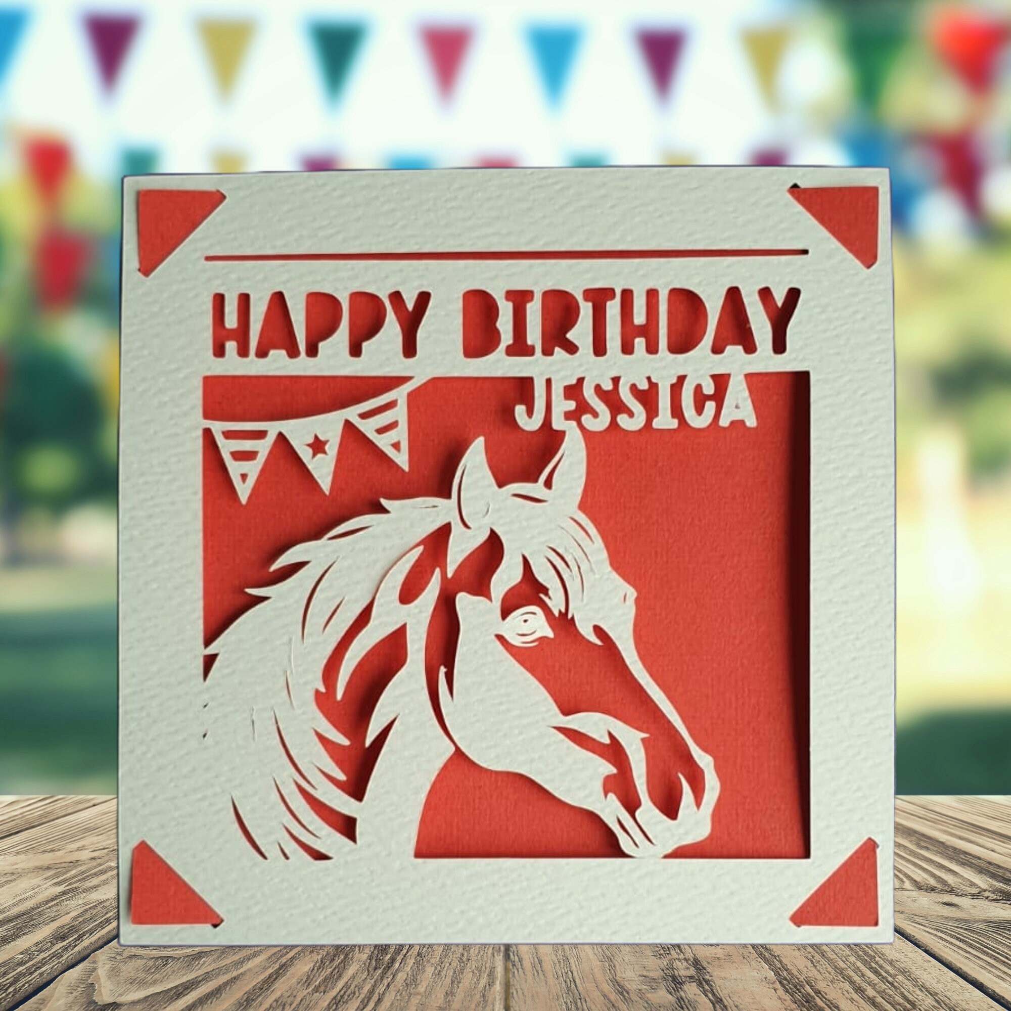 Horse Happy Birthday Personalised Papercut Card, Horse Rider Birthday ...