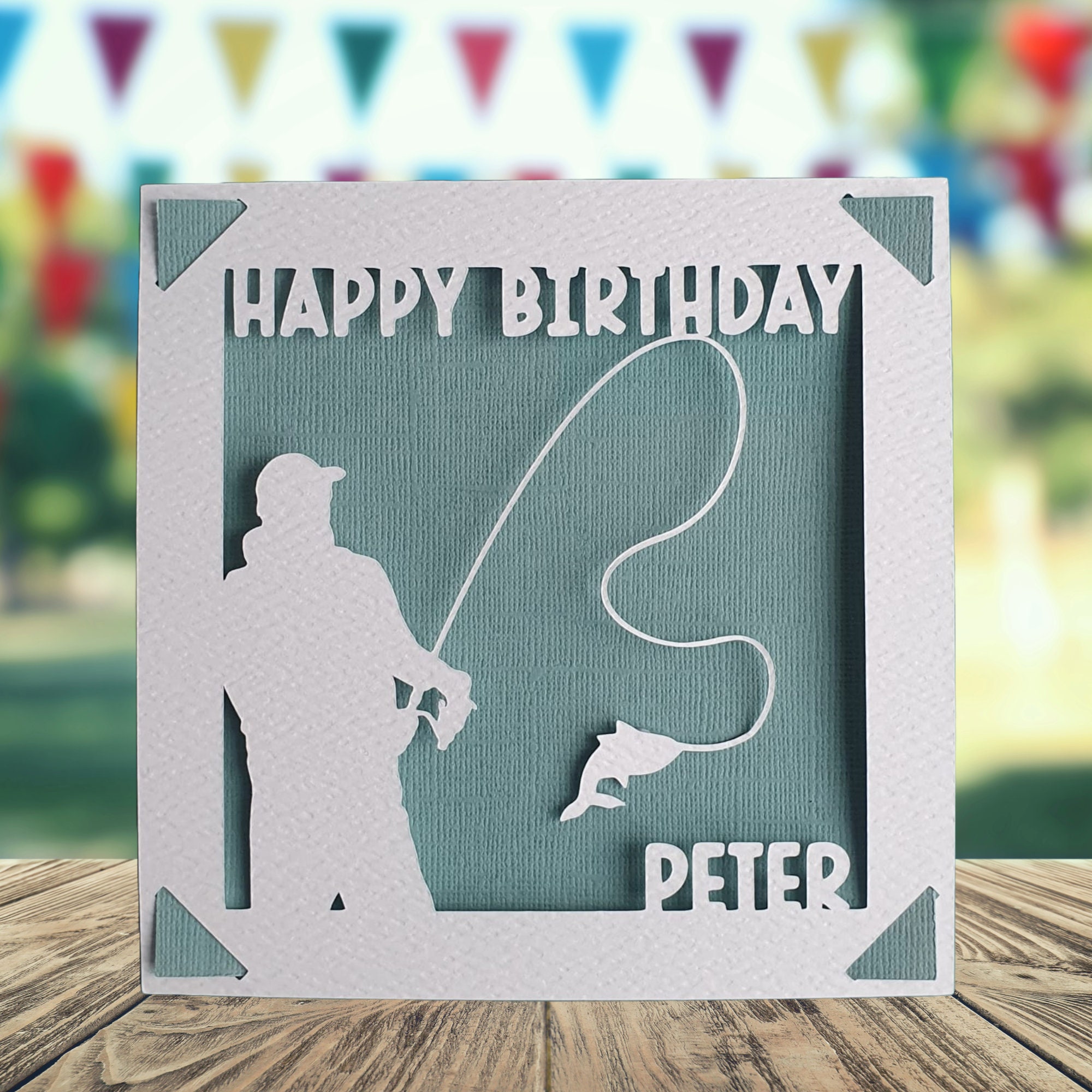 Fishing Happy Birthday Personalised Papercut Card, Happy Birthday Card ...