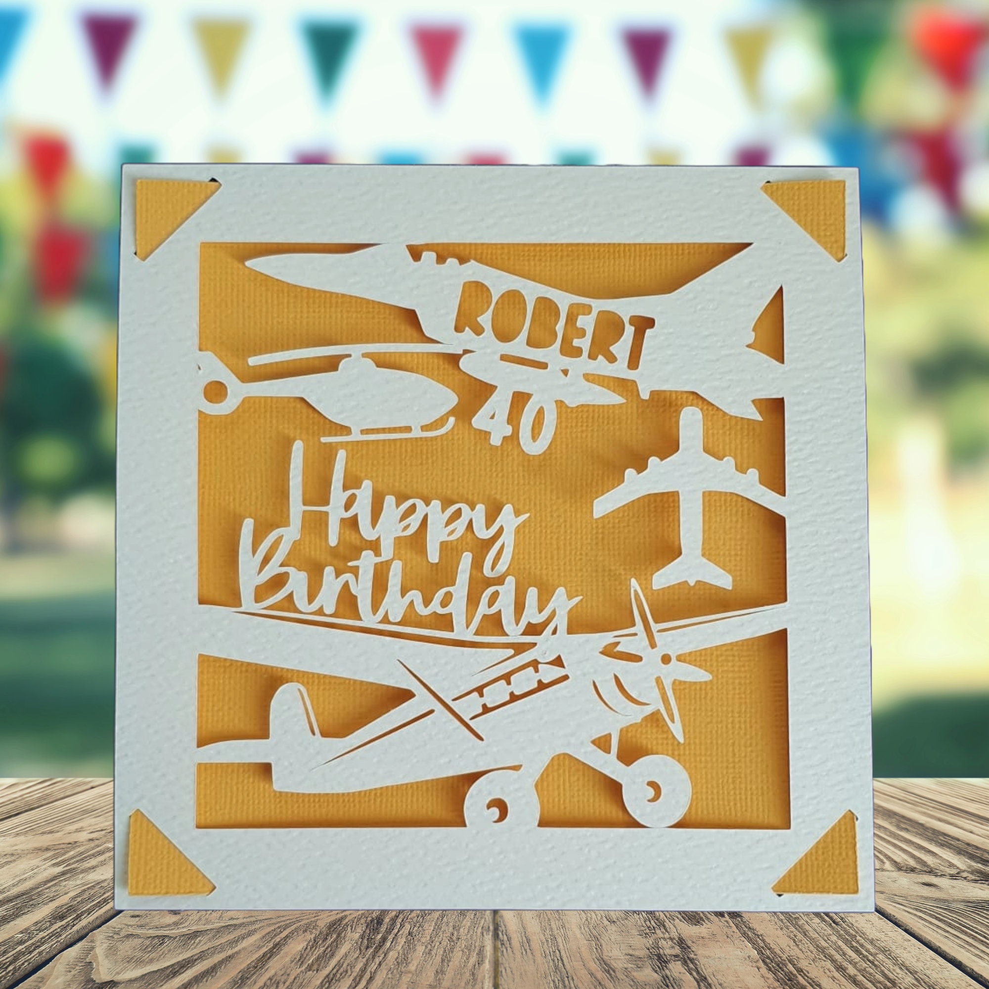 Plane Happy Birthday Personalised Papercut Card, Aircraft Happy ...