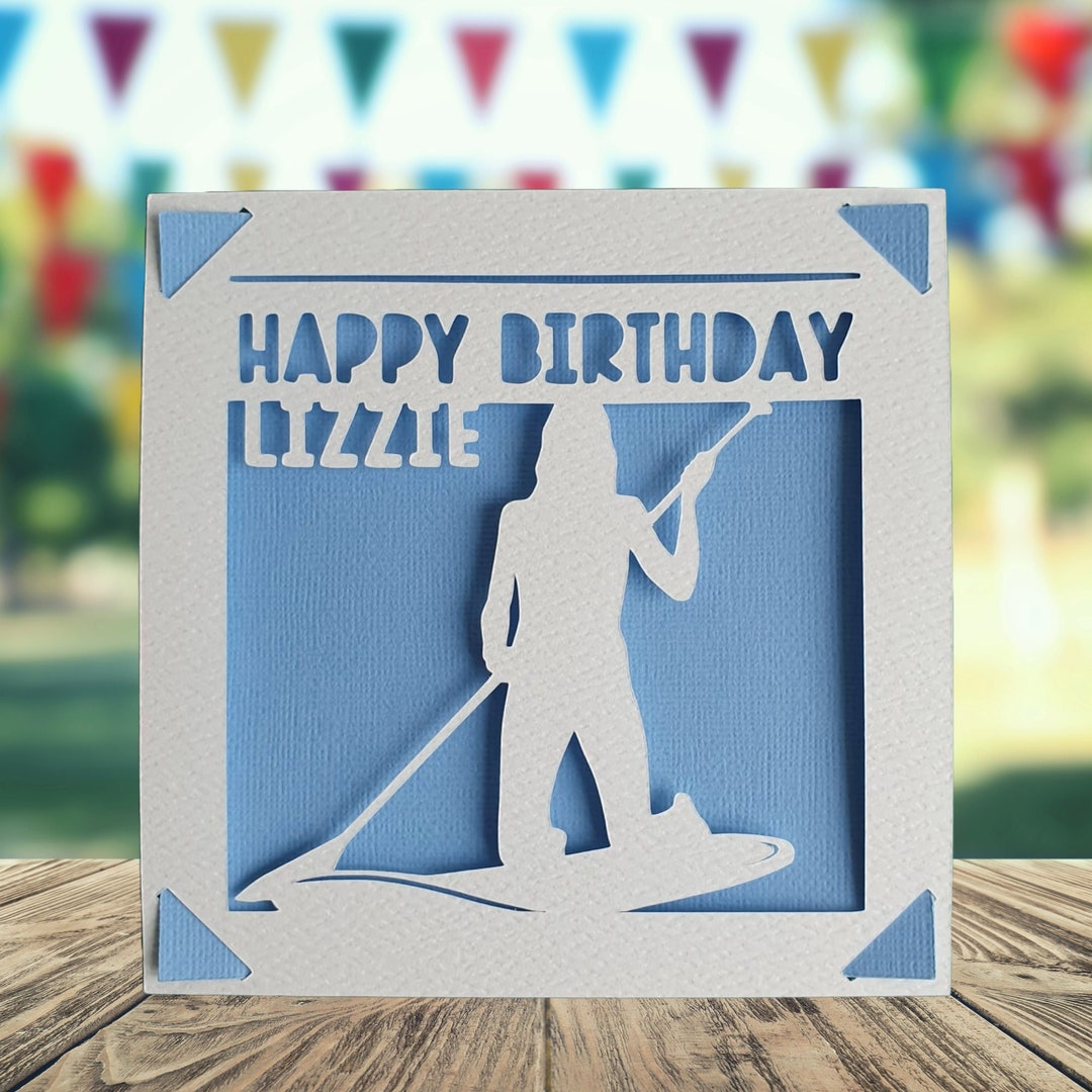 Personalised Paddleboarding Happy Birthday Personalised Papercut Card ...