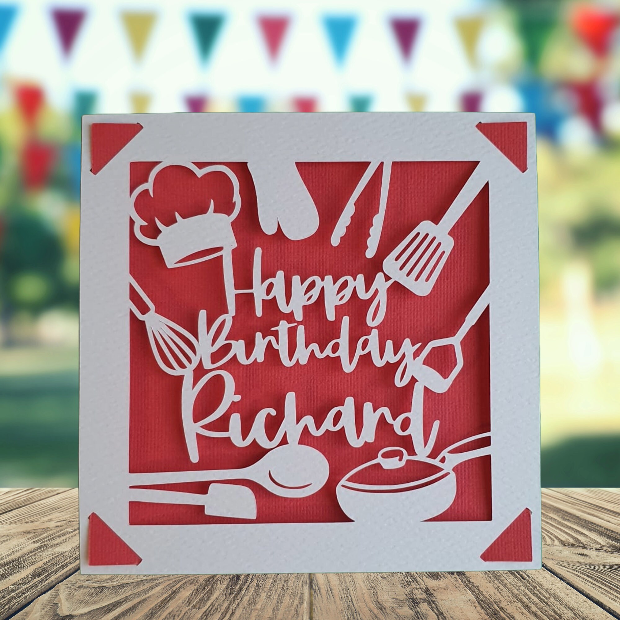 Chef Happy Birthday Personalised Papercut Card, Happy Birthday Card for ...