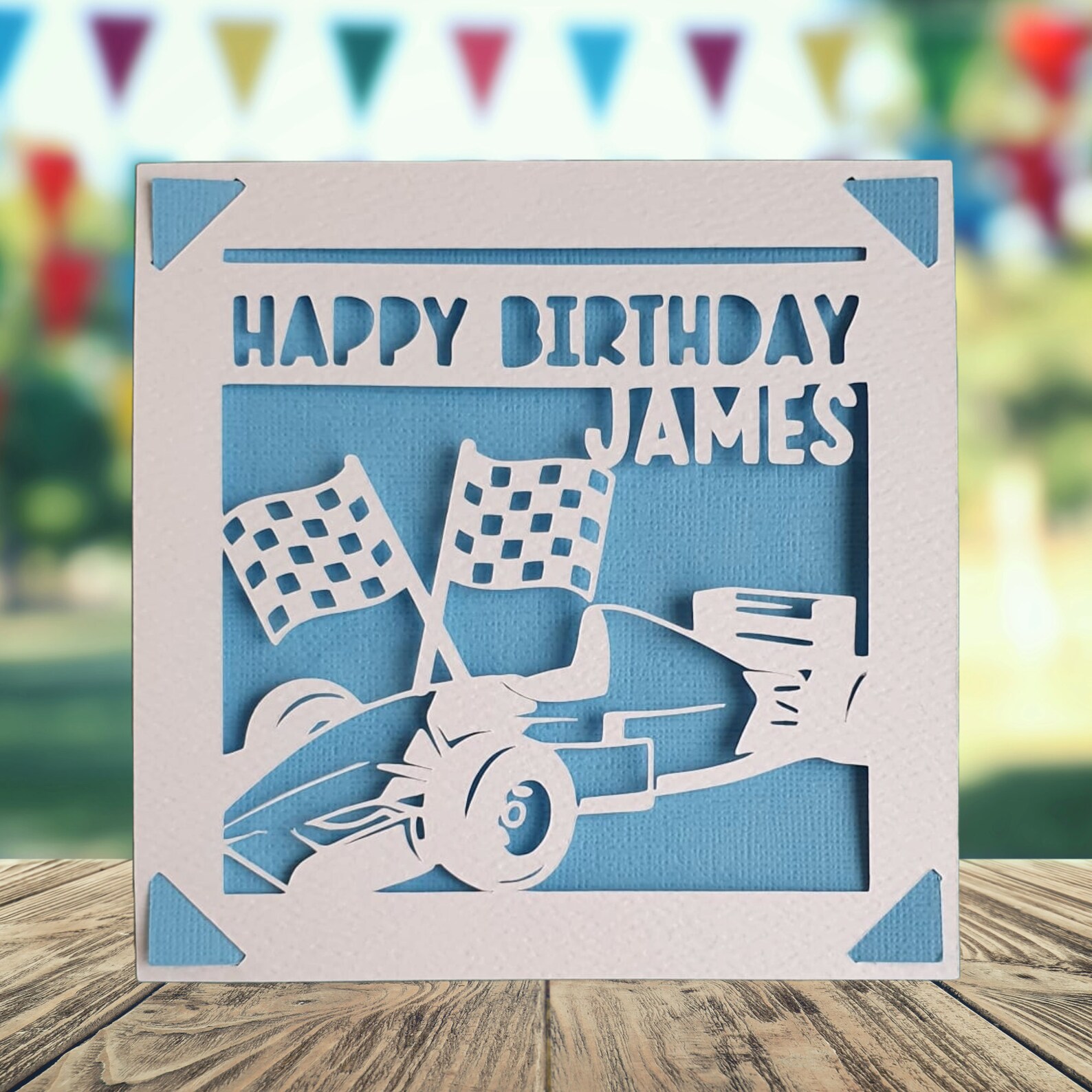 Formula One Happy Birthday Personalised Papercut Card, Formula 1 ...
