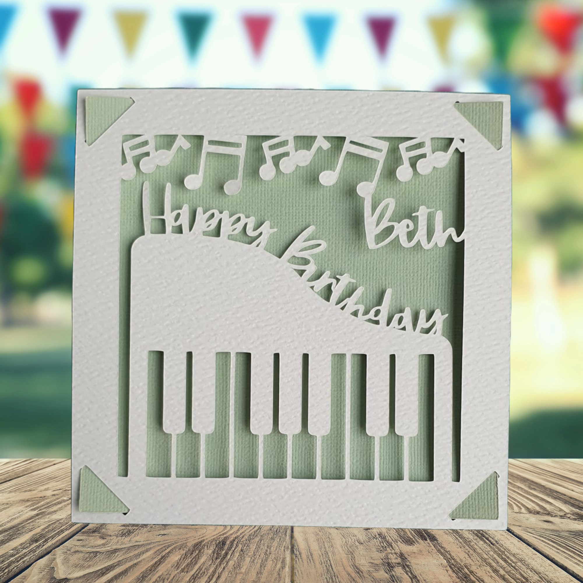 Piano Happy Birthday Personalised Papercut Card, Birthday Card for ...
