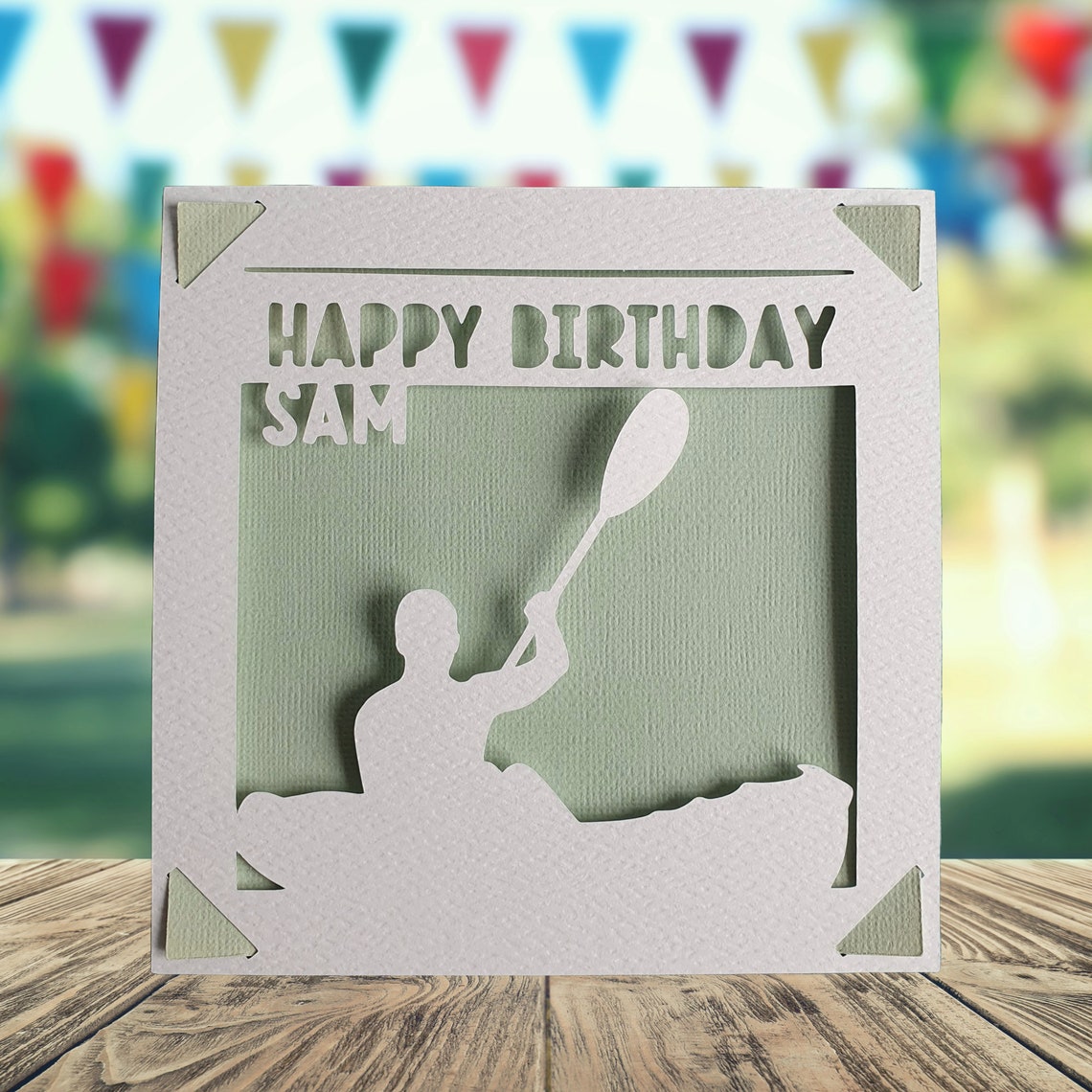 Canoe Personalised Birthday Papercut Card, Water Sports Birthday Card ...