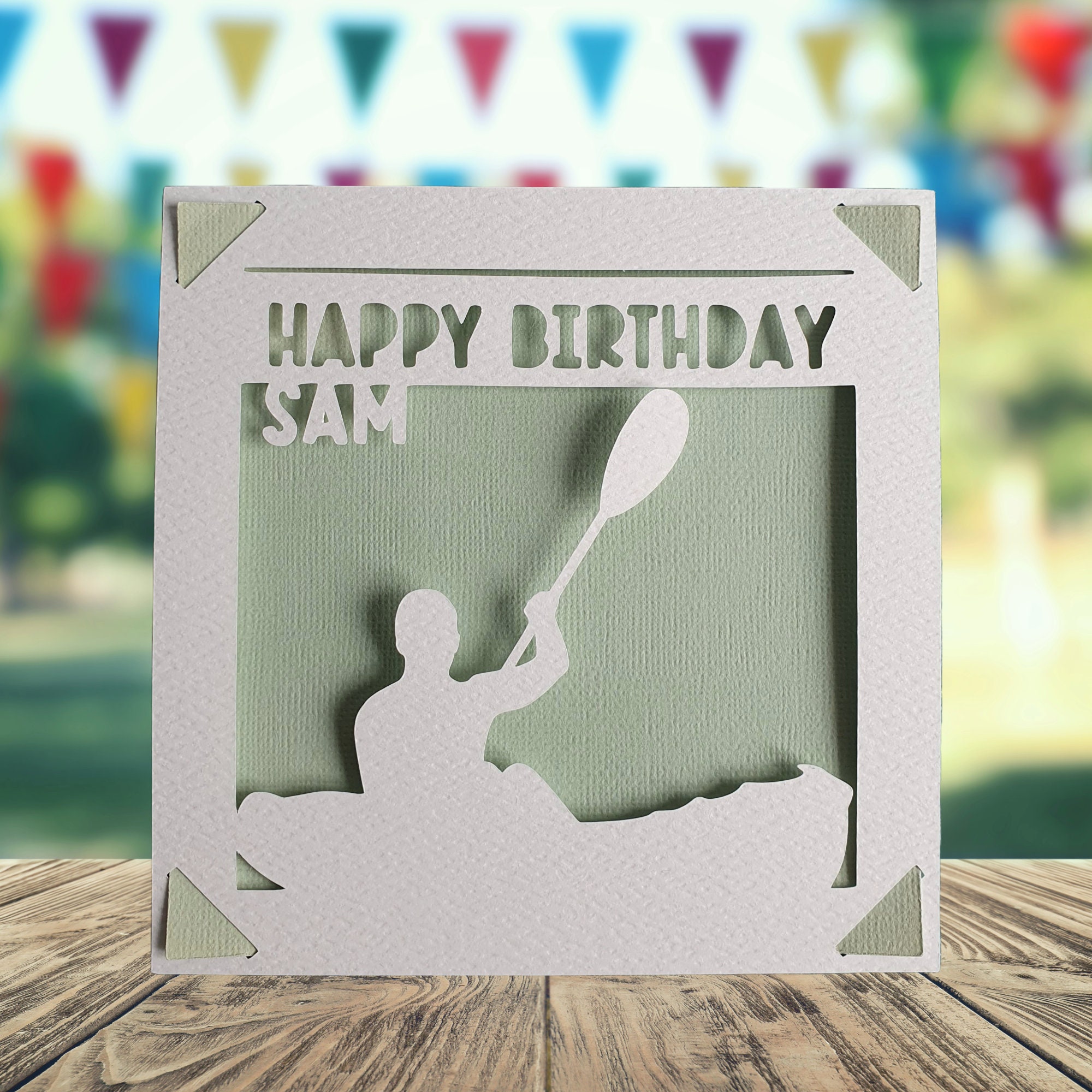 Canoe Personalised Birthday Papercut Card, Water Sports Birthday Card ...