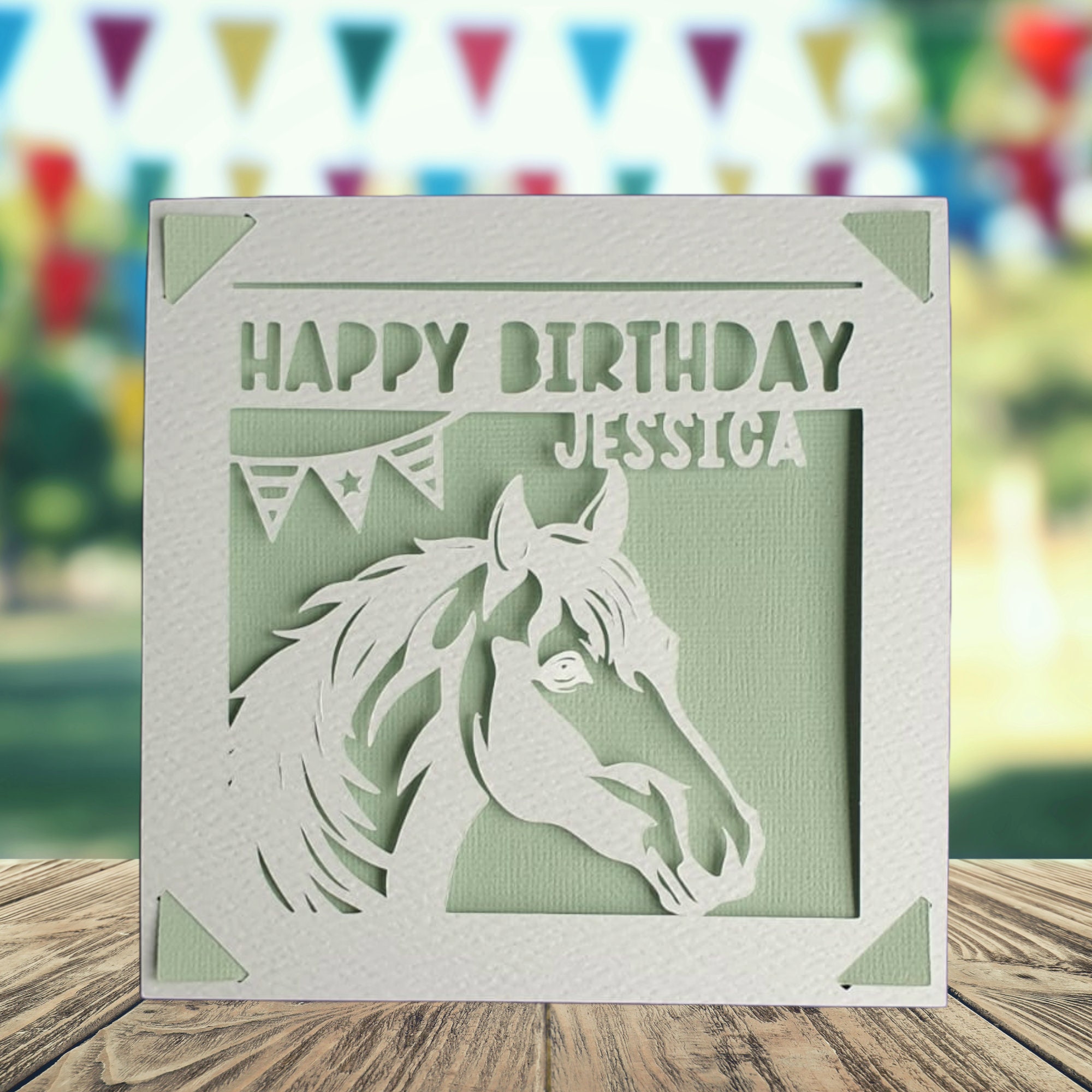 Horse Happy Birthday Personalised Papercut Card, Horse Rider Birthday ...